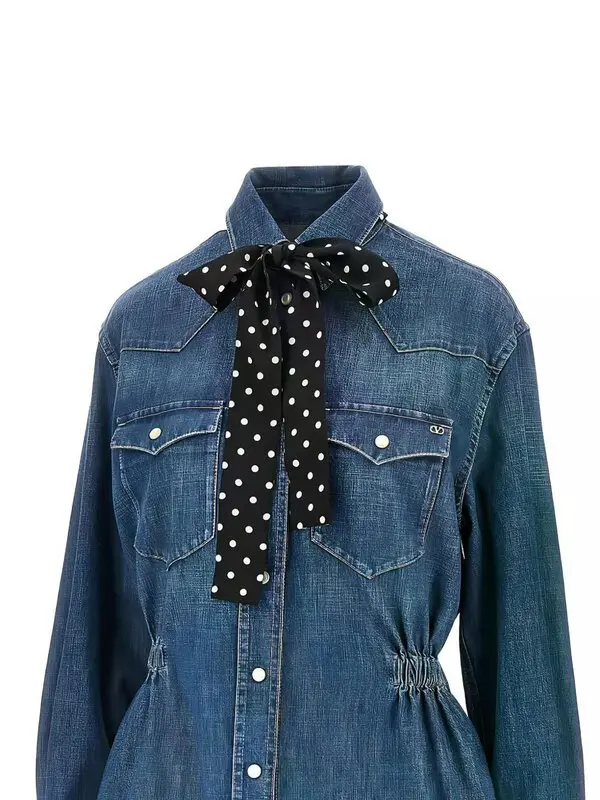 Valentino Garavani Pussy-bow Denim Mini Dress