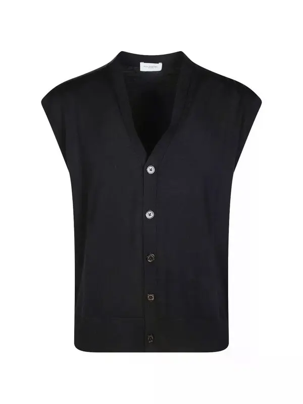 PAOLO PECORA V-neck Button-up Vest - Black