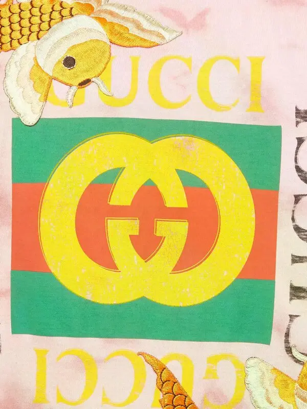 Gucci Logo-print Koi Fish T-shirt - Pink