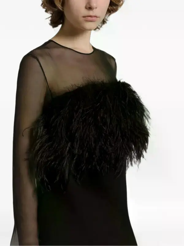 Alberta Ferretti Feather-embellished Enver Satin Midi Dress
