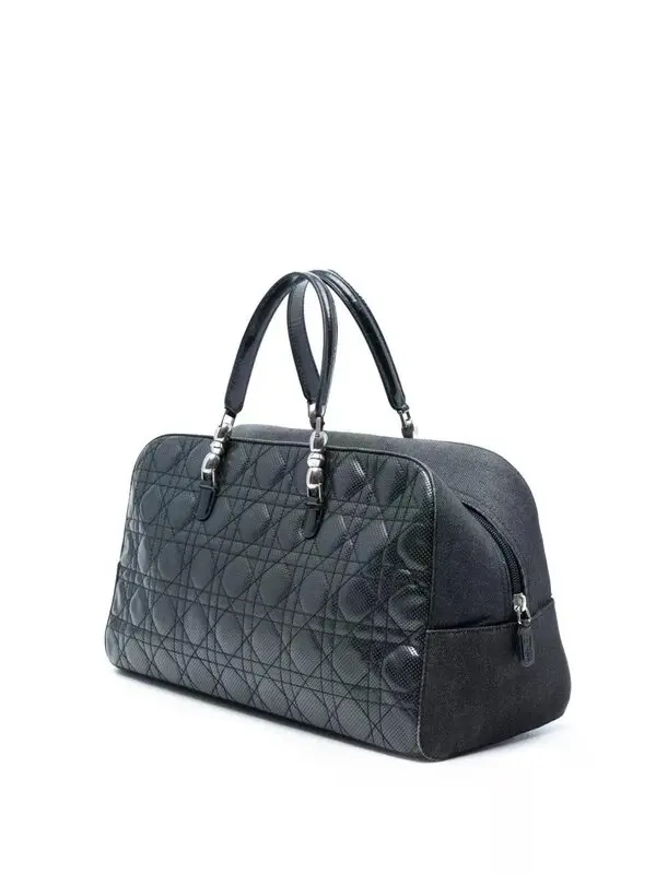 Dior 2001 Perforated Lambskin Cannage And Denim Malice Handbag