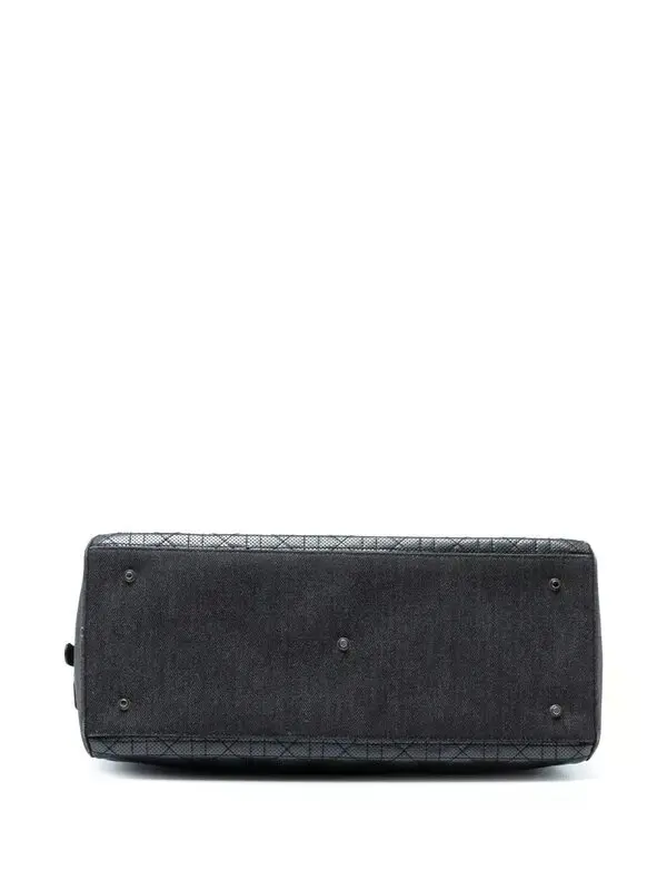 Dior 2001 Perforated Lambskin Cannage And Denim Malice Handbag
