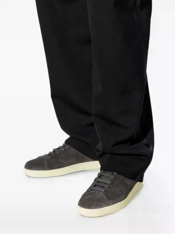 TOM FORD Warwick Perforated-logo Suede Sneakers - Grey
