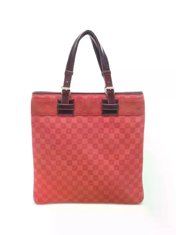 Loewe 2010s Anagram Leather-trim Tote Bag - Red