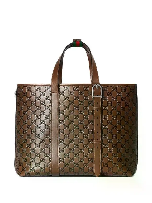 Gucci Large Emblem Gg Buckle Tote Bag
