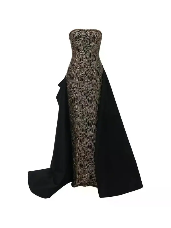 GEMY MAALOUF Strapless Beaded Overskirt Gown