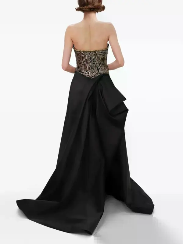 GEMY MAALOUF Strapless Beaded Overskirt Gown