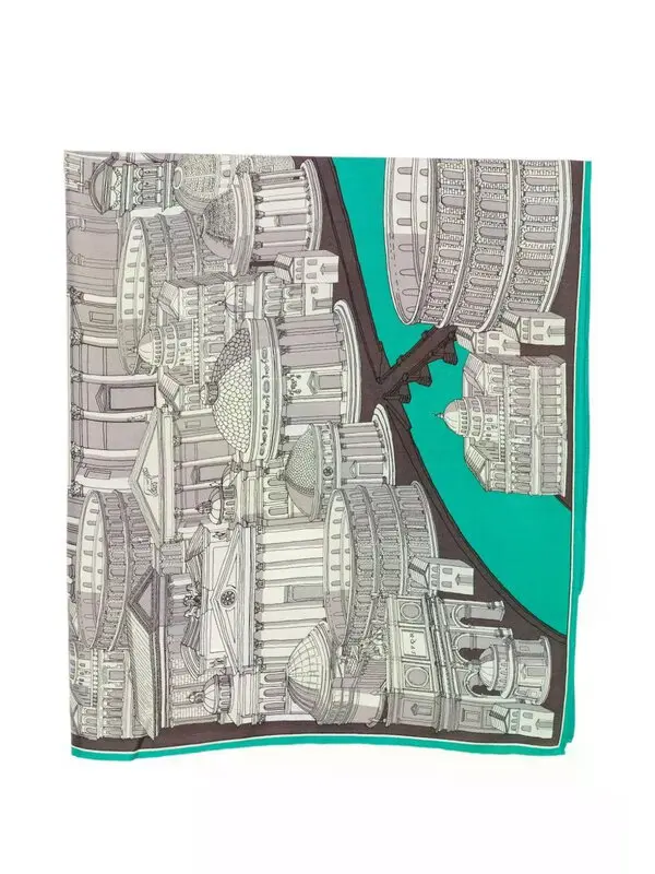 INOUI EDITIONS Architectural-print Scarf - Grey