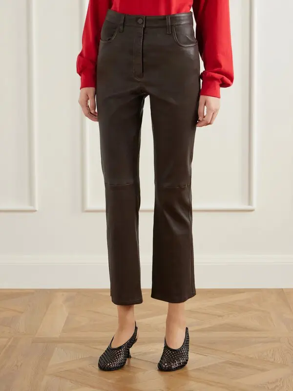 JOSEPH Leather Cropped Flared Pants