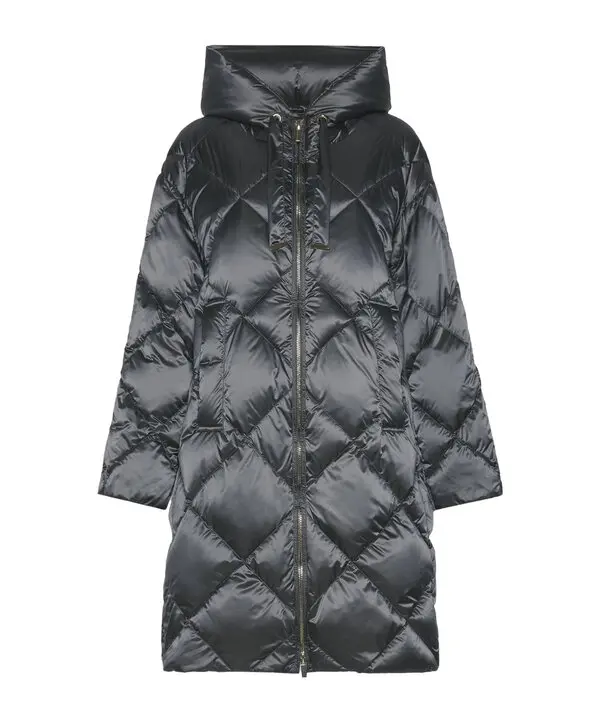 Max Mara Midi Puffer Jacket With Hood In Water