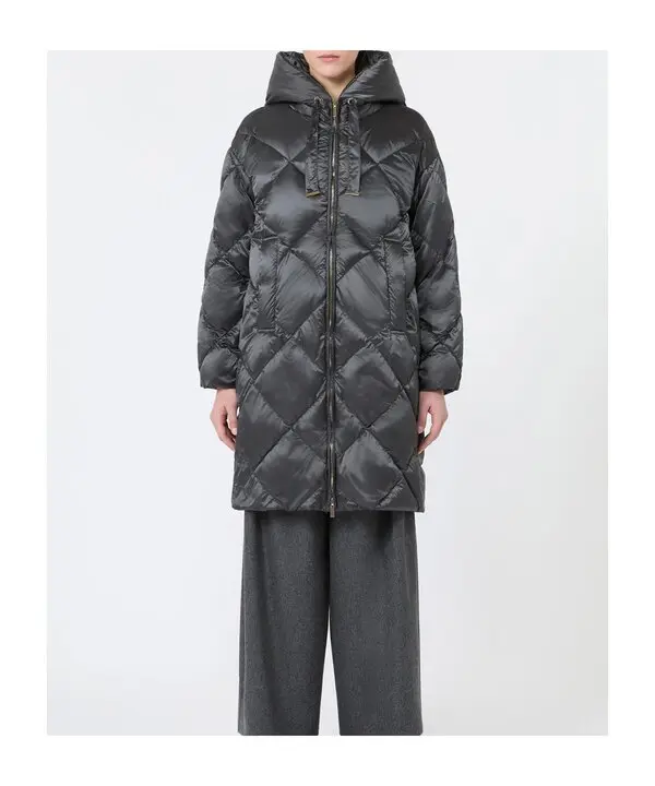 Max Mara Midi Puffer Jacket With Hood In Water