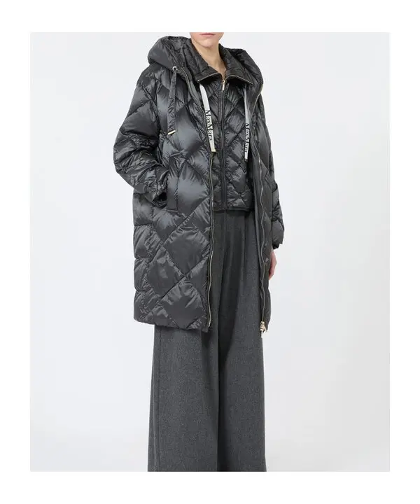 Max Mara Midi Puffer Jacket With Hood In Water