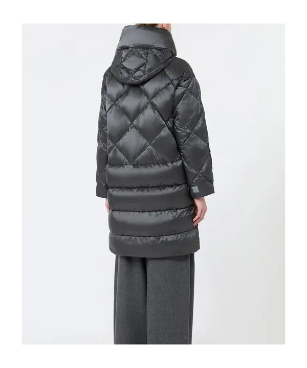 Max Mara Midi Puffer Jacket With Hood In Water