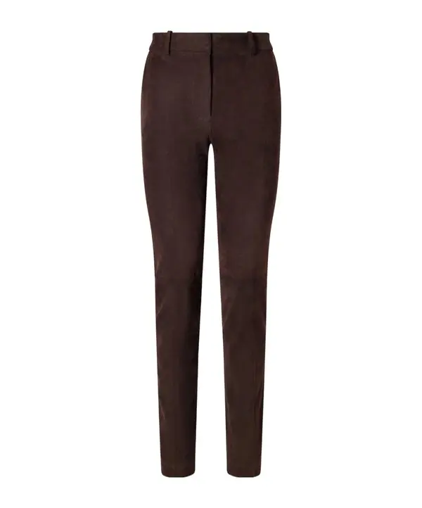 JOSEPH Slim-fit Straight Suede Trousers
