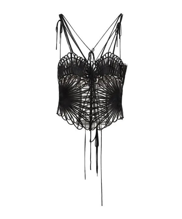 Attico Embroidered Tulle Top