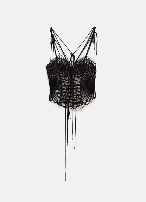 Attico Embroidered Tulle Top