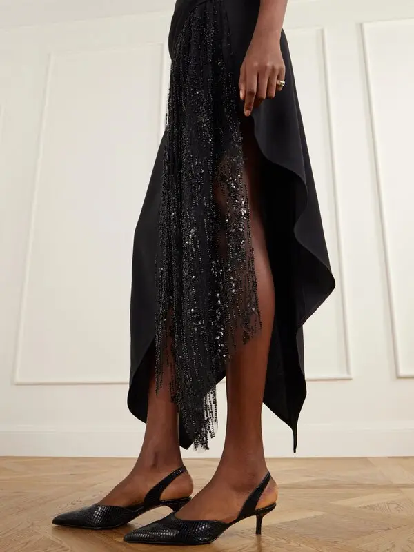 Staud Bead-embellished Crepe Midi Dress