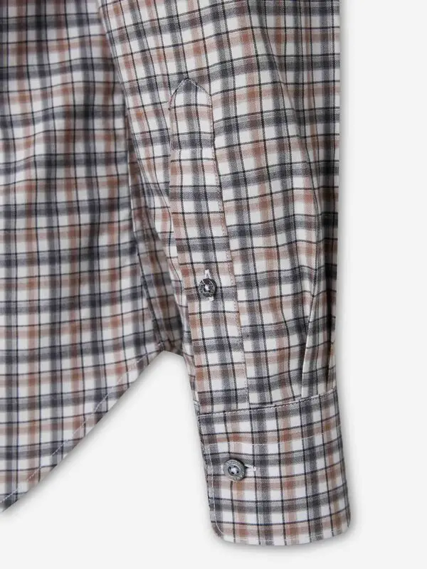 Canali Curved Hem Plaid Shirt