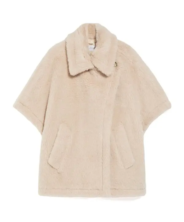Max Mara Cape In Alpaca And Wool Teddy Fabric