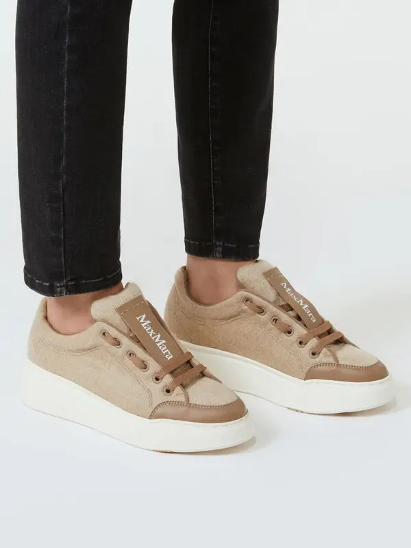 Max Mara Lace-up Sneakers - Beige