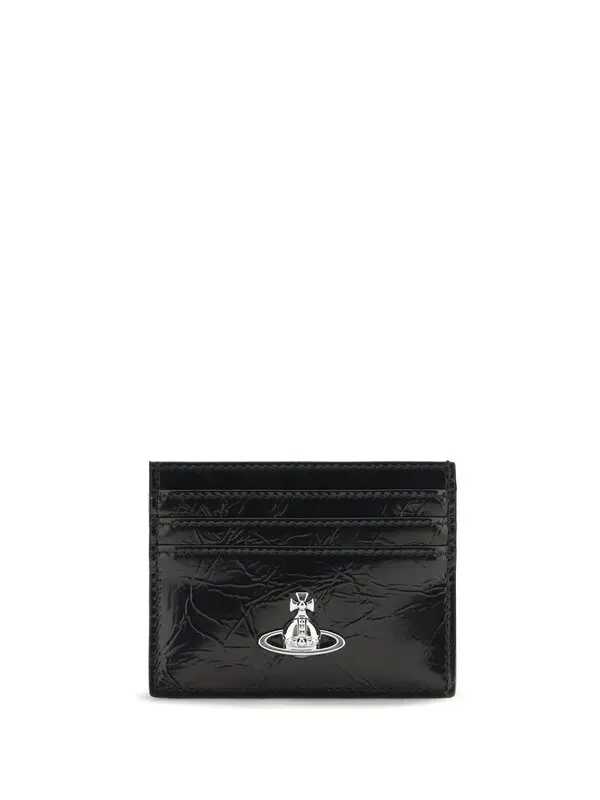 VIVIENNE WESTWOOD Leather Card Holder With Orb Logo - Black