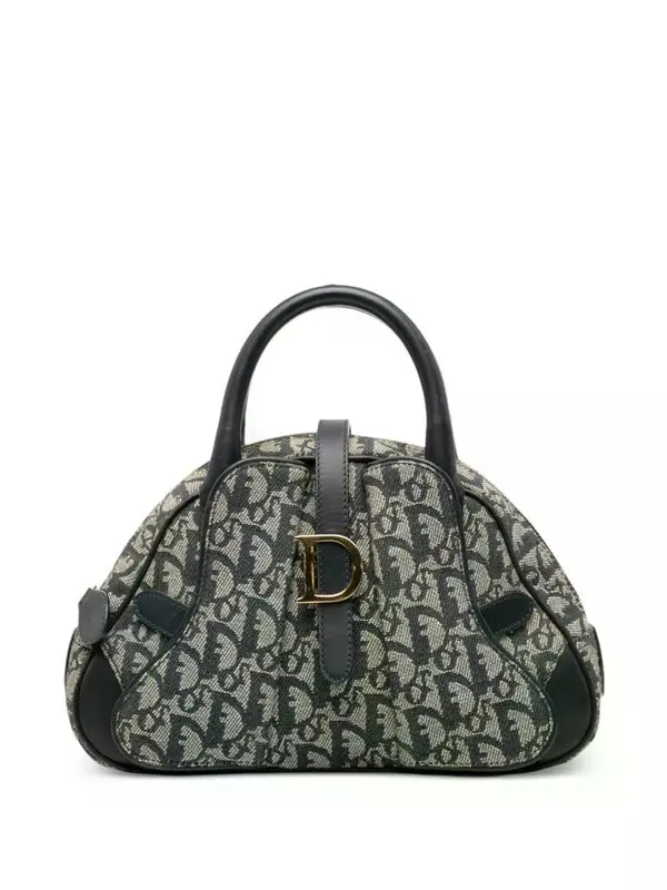 Dior 2001 Mini Diorissimo Trotter Canvas Double Saddle Bowler Bag Handbag