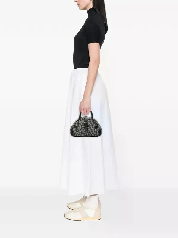 Dior 2001 Mini Diorissimo Trotter Canvas Double Saddle Bowler Bag Handbag