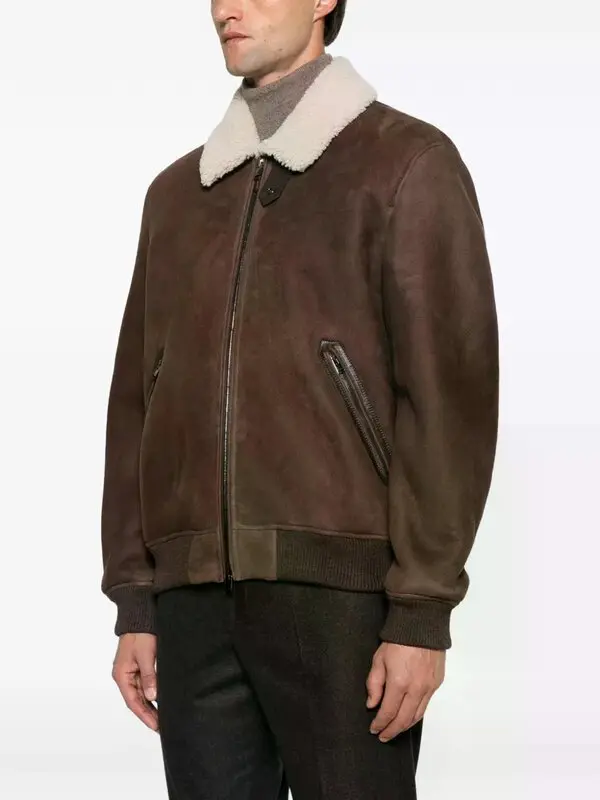 Canali Shearling-collar Suede Jacket