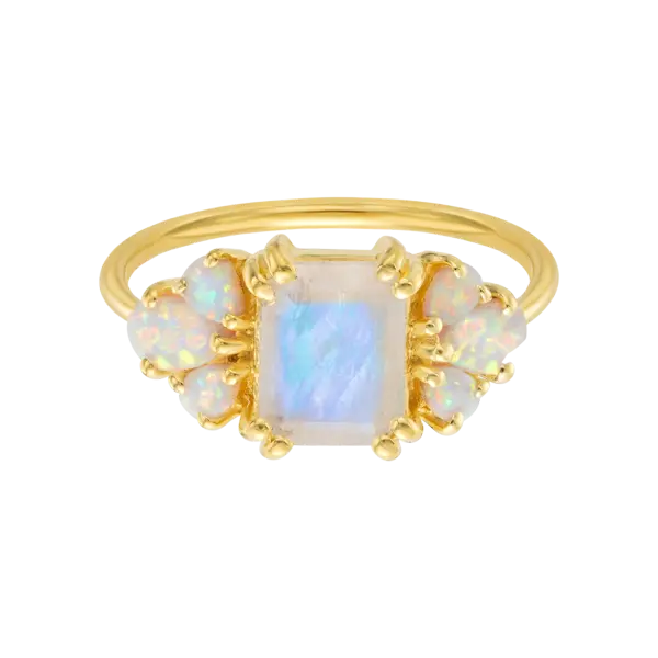 LA KAISER Rainbow Moonstone & Opal Empress Ring