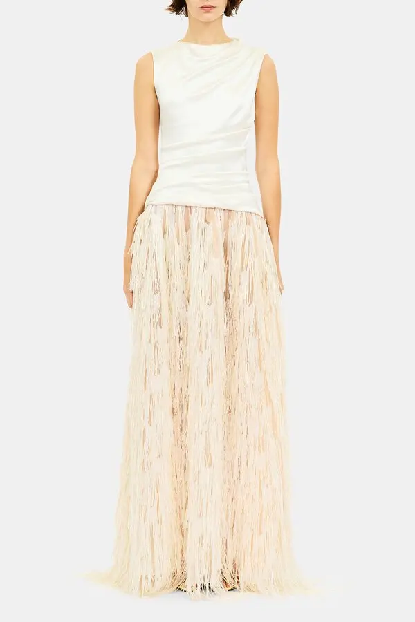 Ulla Johnson Giselle Ss Fringe Gown
