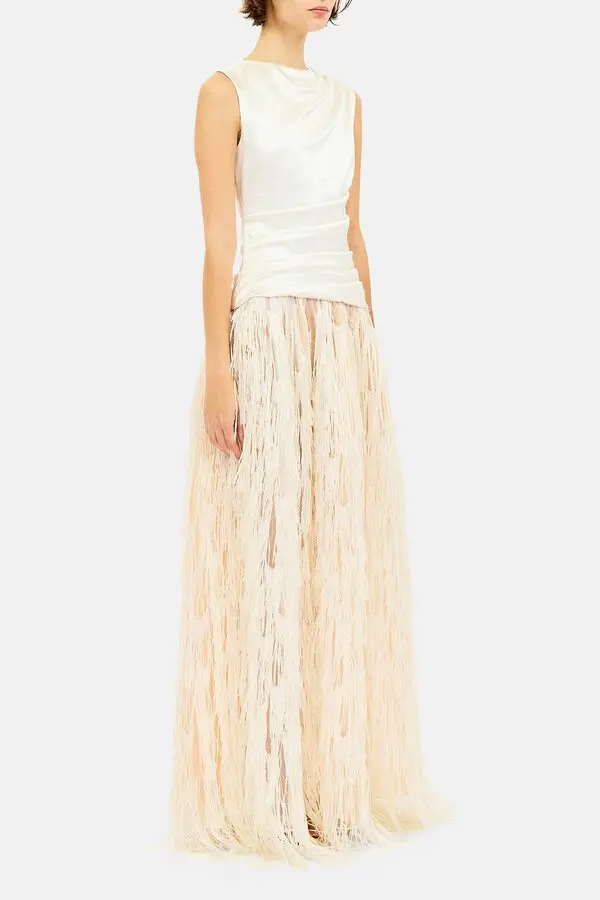 Ulla Johnson Giselle Ss Fringe Gown