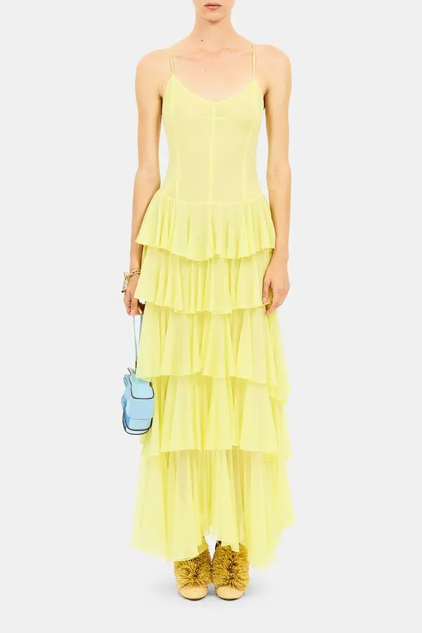 Ulla Johnson Estelle Spaghetti Strap Tiered Dress