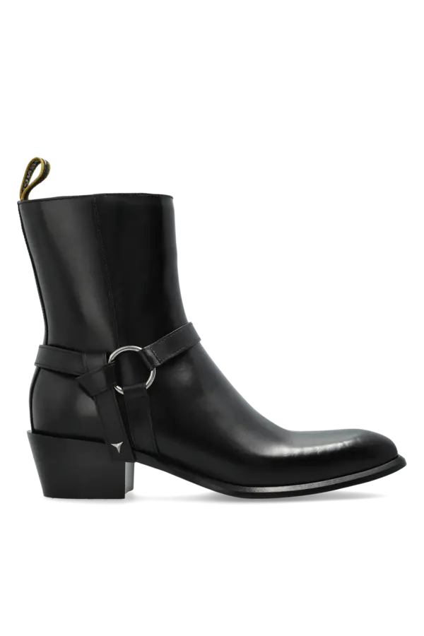 Fendi Double O Leather Ankle Boots - Black