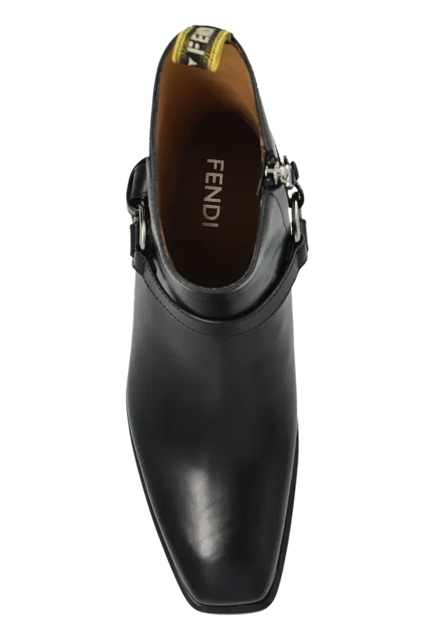 Fendi Double O Leather Ankle Boots
