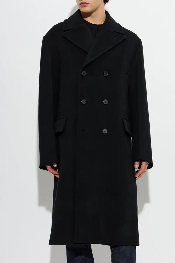 Fendi Wool Formal Double-breasted Coat With Single Back Vent By