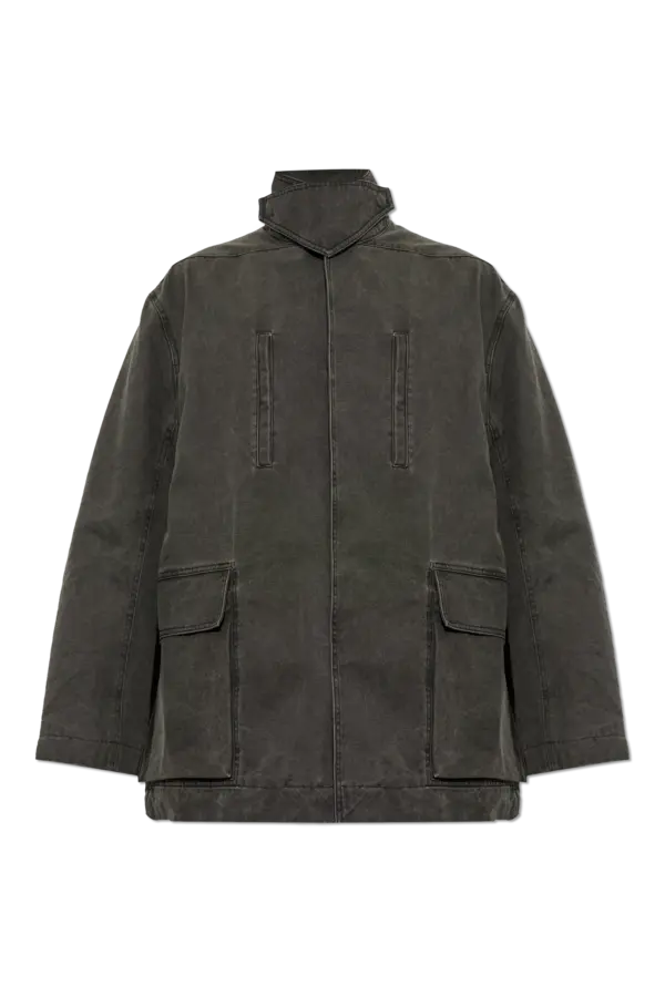 Rick Owens Gray Denim Jacket With Pockets