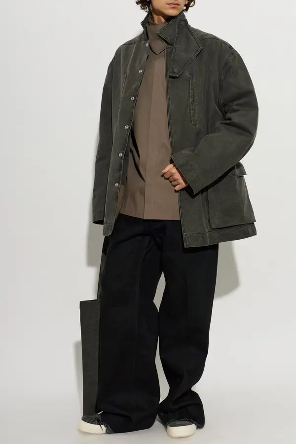 Rick Owens Gray Denim Jacket With Pockets