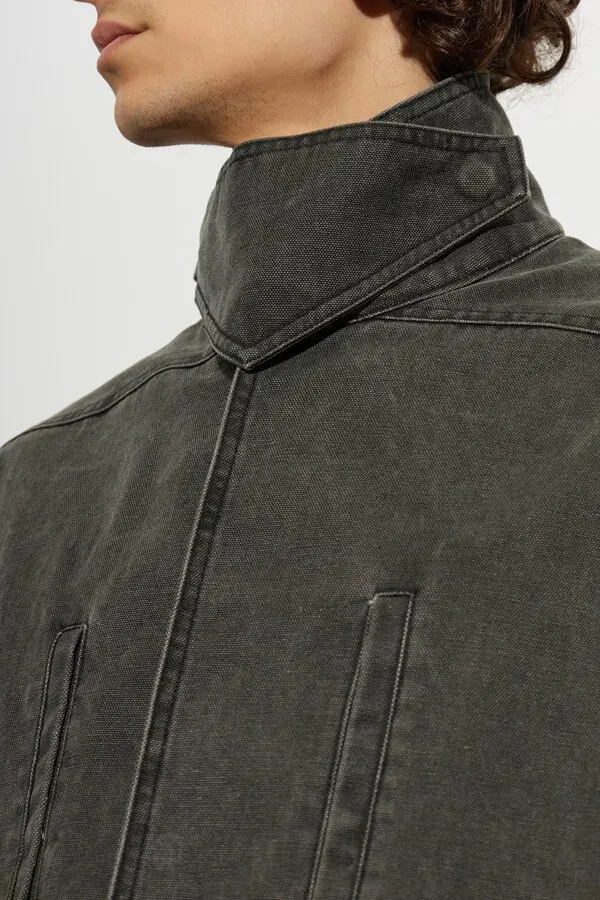 Rick Owens Gray Denim Jacket With Pockets
