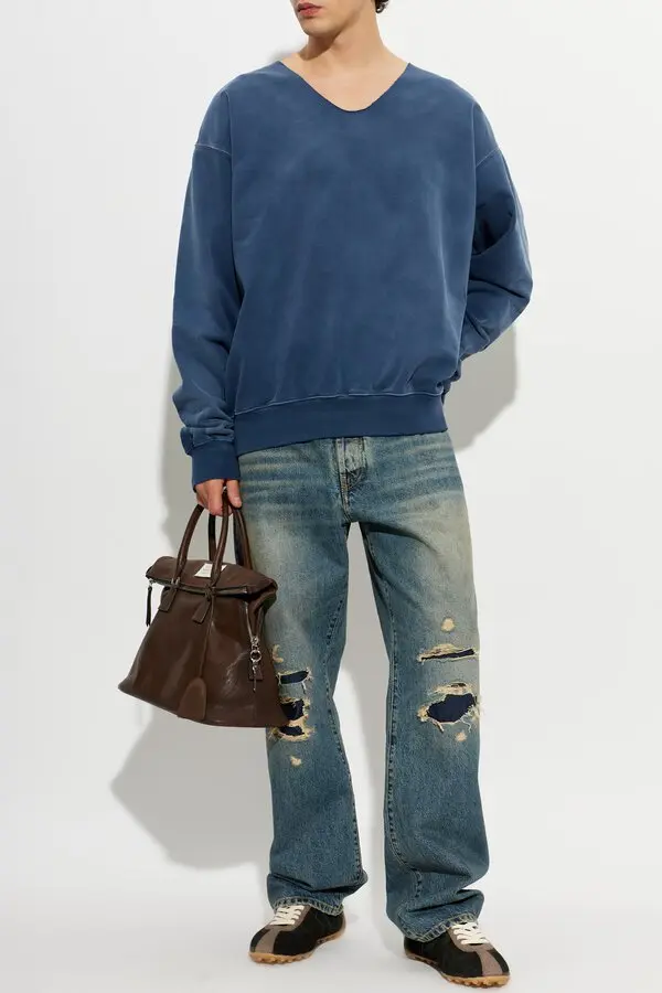 MAISON MARGIELA Raw-edge Crewneck Sweatshirt Dark