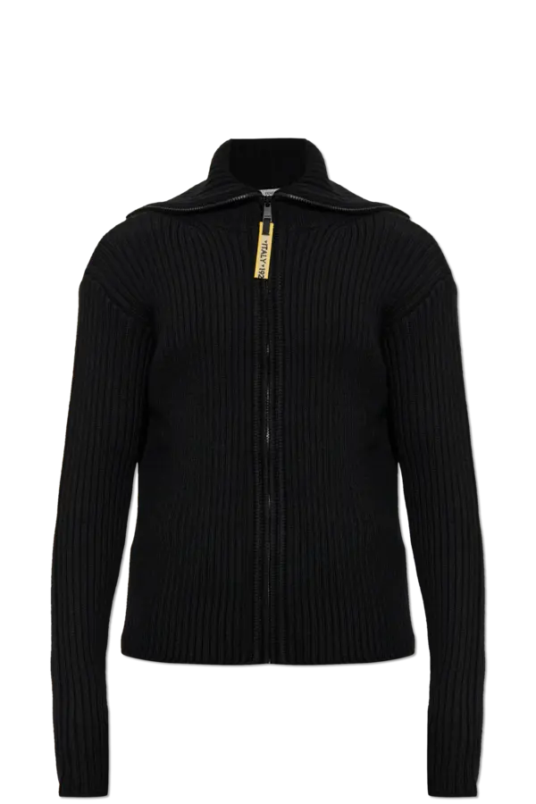 Fendi Wool Cardigan With Stand Collar - Black
