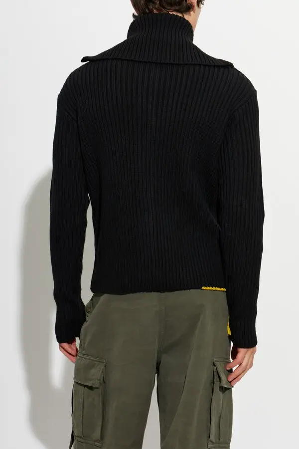 Fendi Wool Cardigan With Stand Collar