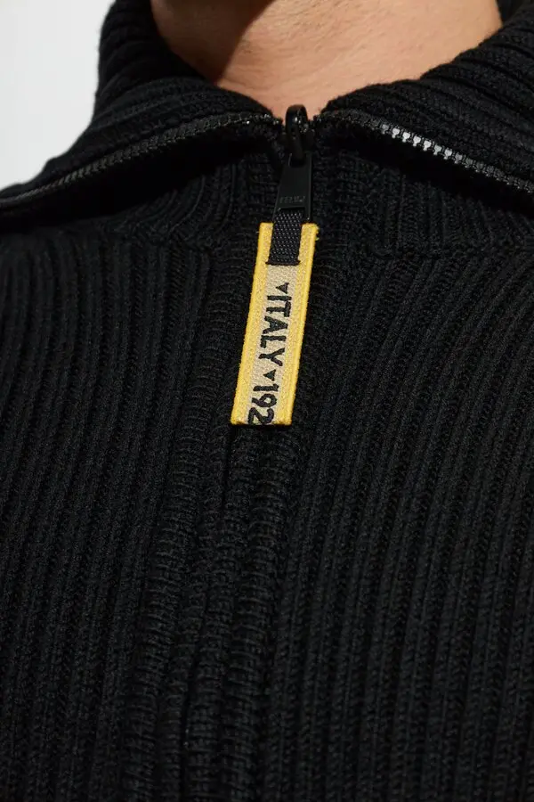 Fendi Wool Cardigan With Stand Collar