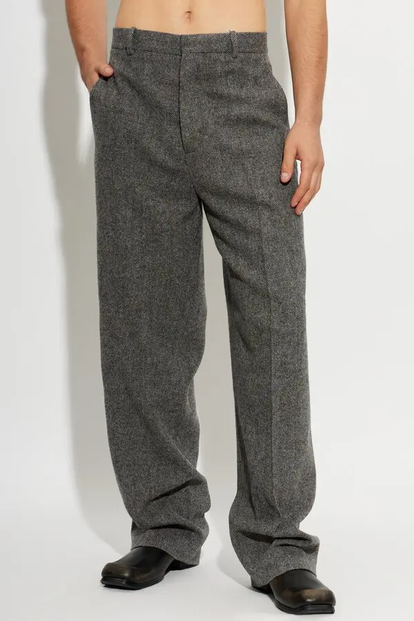 MAISON MARGIELA Men’s Tailored Herringbone Trousers, Gray