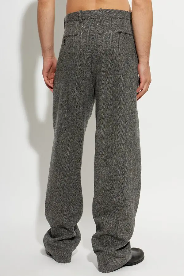 MAISON MARGIELA Men’s Tailored Herringbone Trousers, Gray