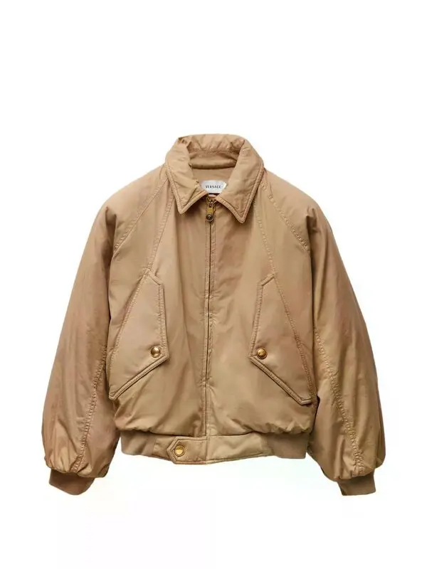 Versace Embroidered Cotton-gabardine Blouson - Neutrals