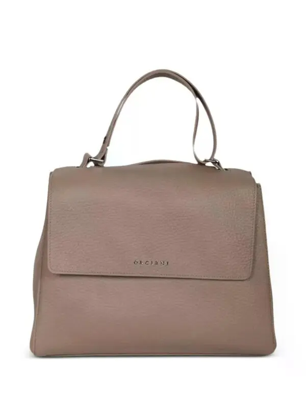 Orciani Grained Leather Shoulder Bag - Neutrals
