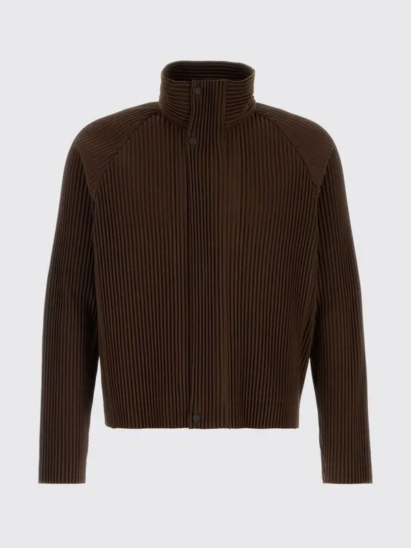 Issey Miyake High-neck Pleated Technical Fabric Cardigan Homme Pliss - Brown