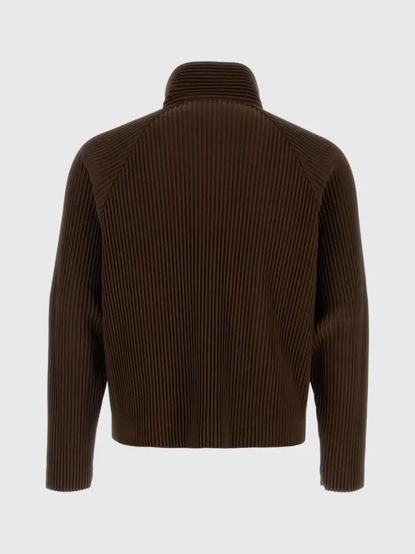 Issey Miyake High-neck Pleated Technical Fabric Cardigan Homme Pliss - Brown