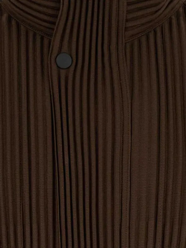 Issey Miyake High-neck Pleated Technical Fabric Cardigan Homme Pliss - Brown