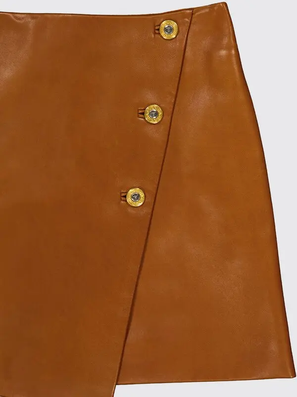 Versace Asymmetrical Lambskin Wrap Mini Skirt With High-waisted Fit